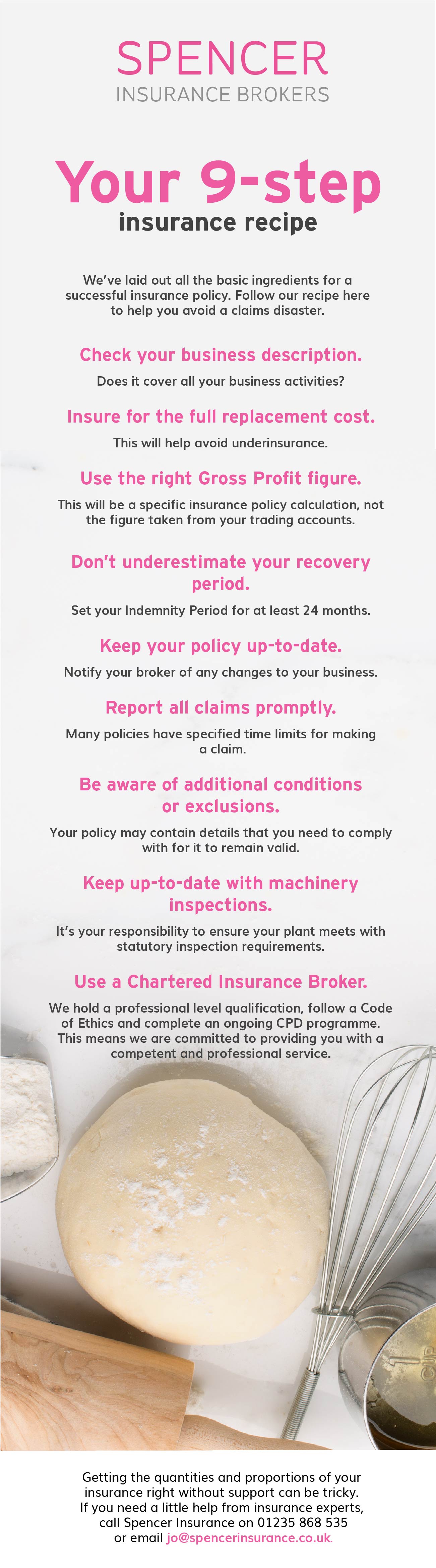 Your 9-step Insurance Recipe - Spencer Insurance Brokers